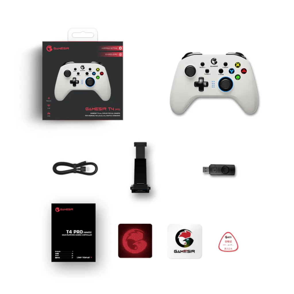 Controle GameSir T4 Pro Sem Fio Bluetooth WiFi Branco - JC Shop